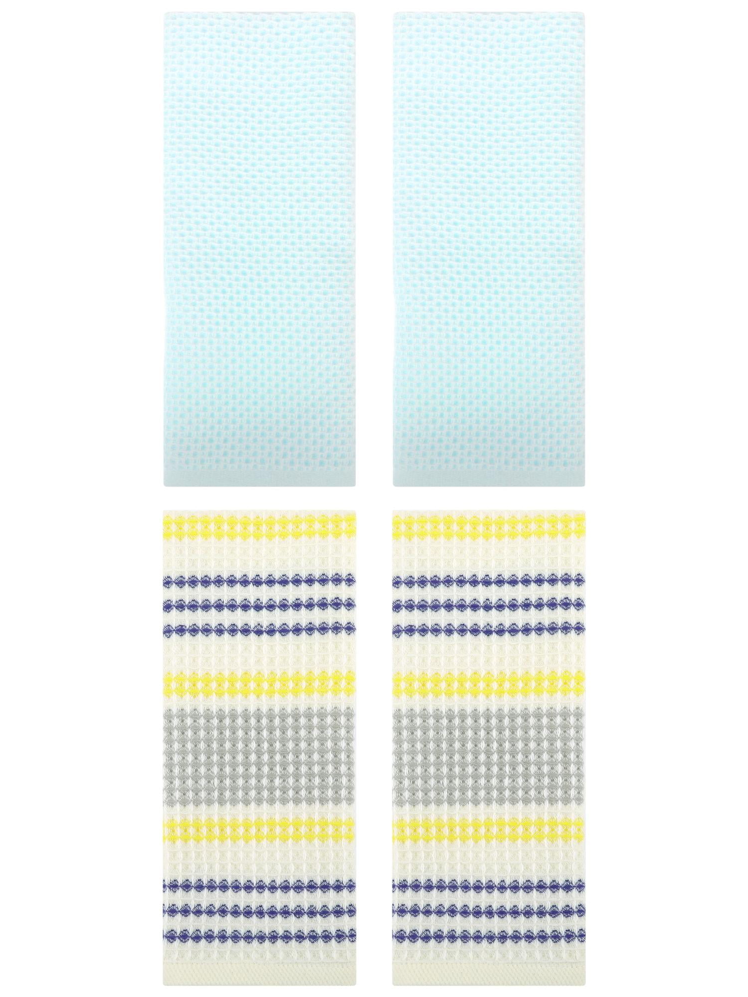 Unique Bargains 4 Pcs Soft Waffle Hand Towel Light Cyan/Blue Yellow 13 ...