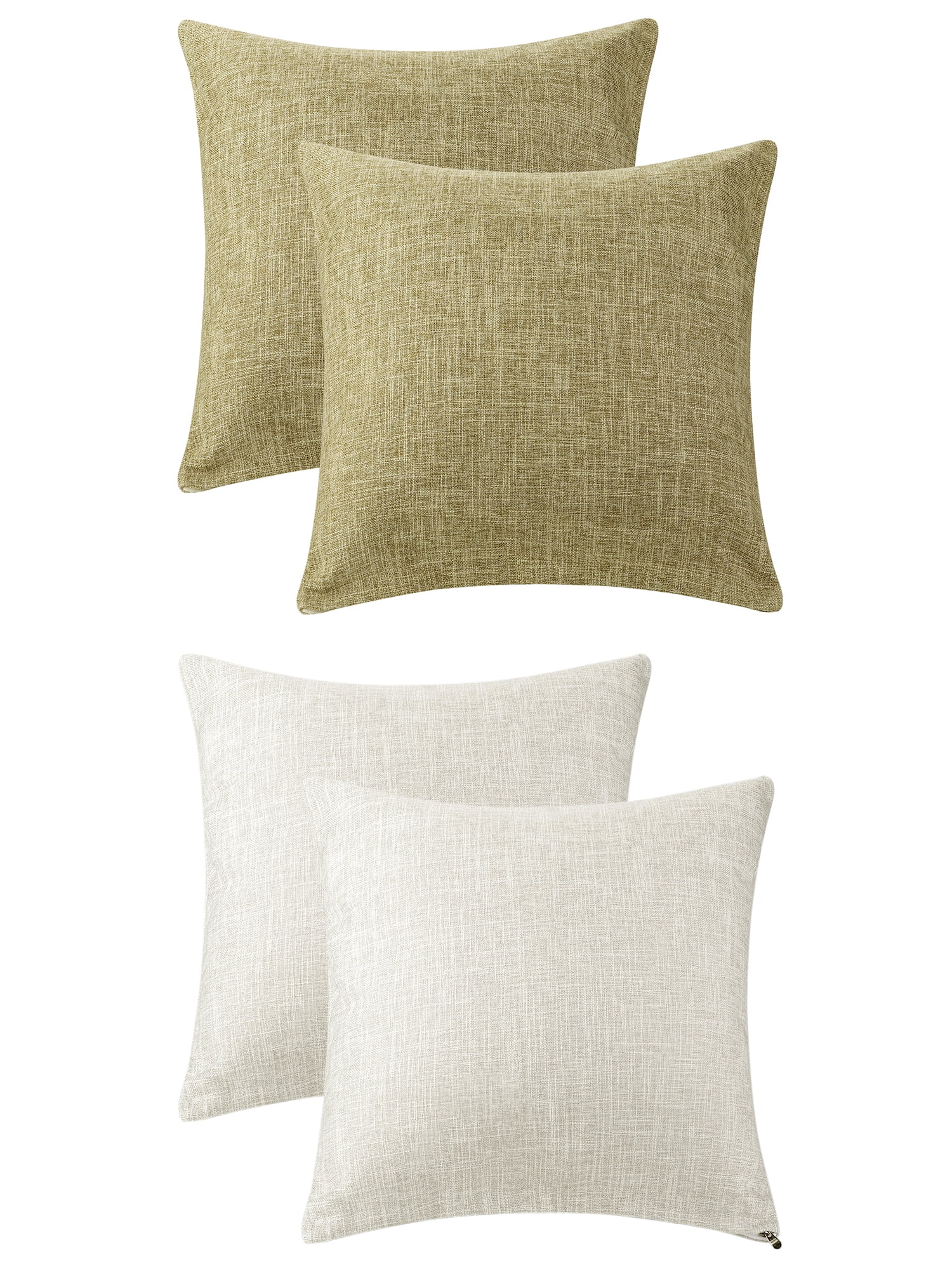 Unique Bargains 4 Pcs Solid Linen Pillow Covers Set Soft Decorative ...