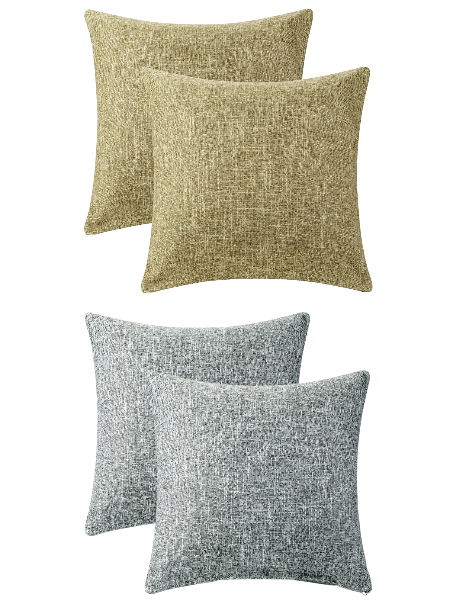 Unique Bargains 4 Pcs Solid Linen Pillow Covers Set Soft Decorative ...