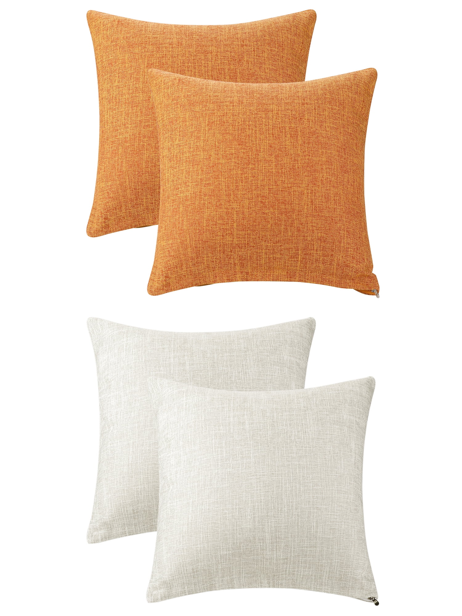 Unique Bargains 4 Pcs Solid Linen Pillow Covers Set Soft Decorative ...