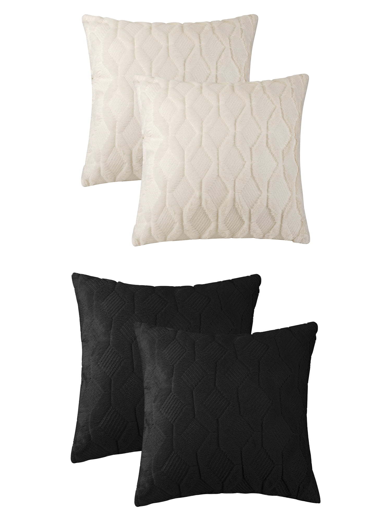 Unique Bargains 4 Pcs Solid Soft Short Plush Pillow Covers Home Decor ...