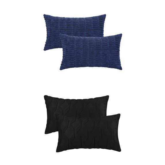Unique Bargains 4 Pcs Solid Texture Throw Pillow Covers Dark Blue/Black ...