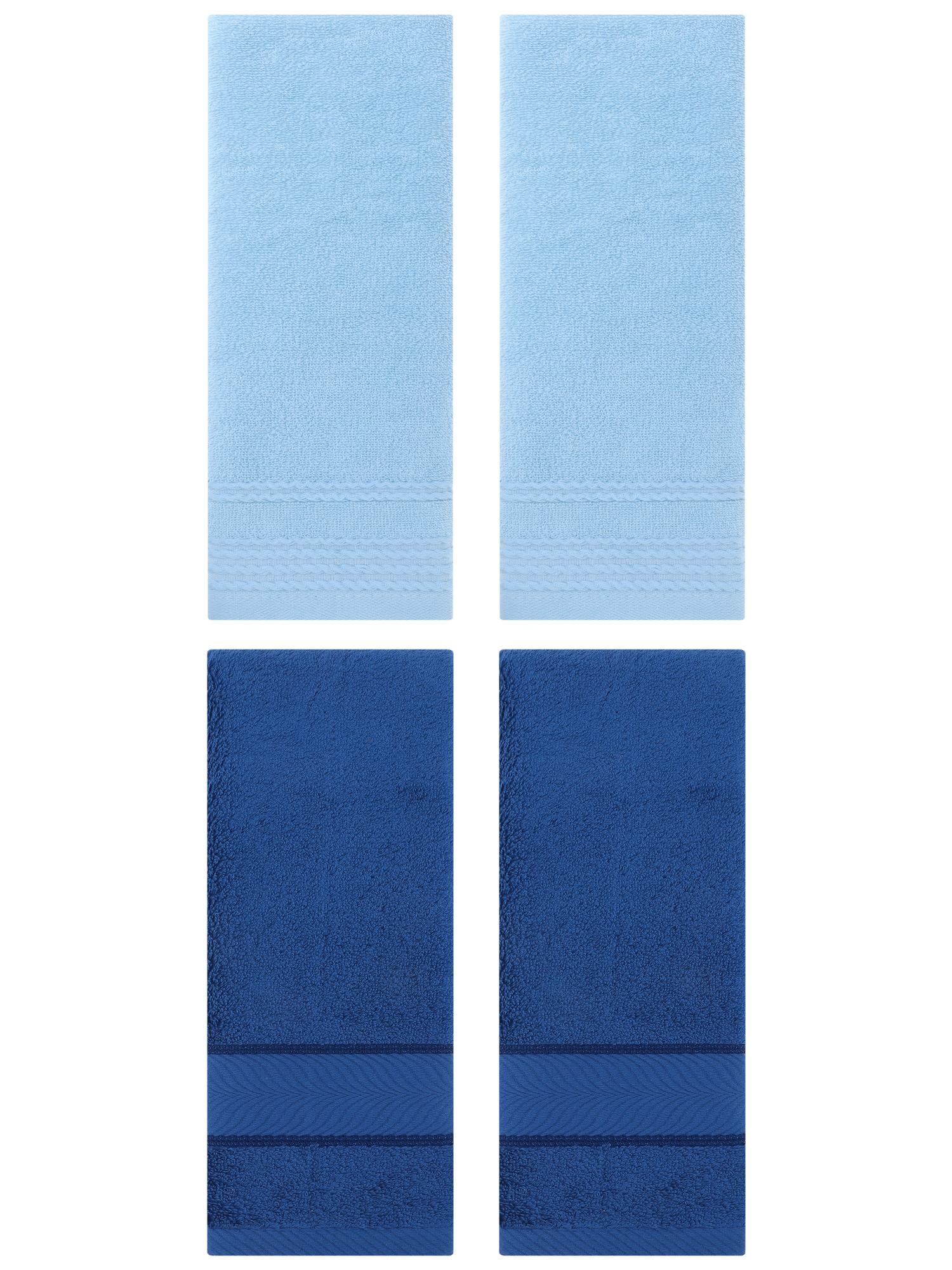 Unique Bargains 4 Pcs Striped Quick Drying Non-Linting Hand Towel Blue ...