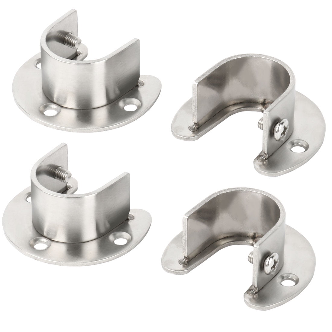 Uxcell 4-Piece Stainless Steel Rod Bracket Set, Closet Pole Holder ...