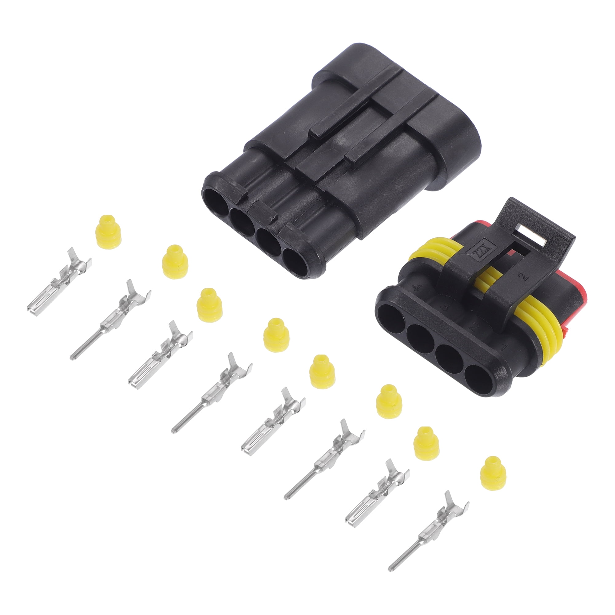 Unique Bargains 4 Pin Car Electrical Wire Connector Plug Kits Male ...