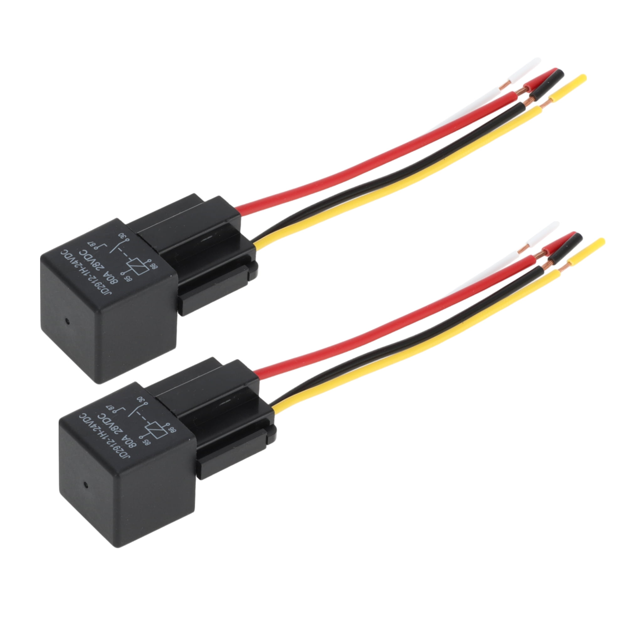 Unique Bargains 4 Pins 24V 80A 2 Pcs Auto Relay with Harness Sockets ...