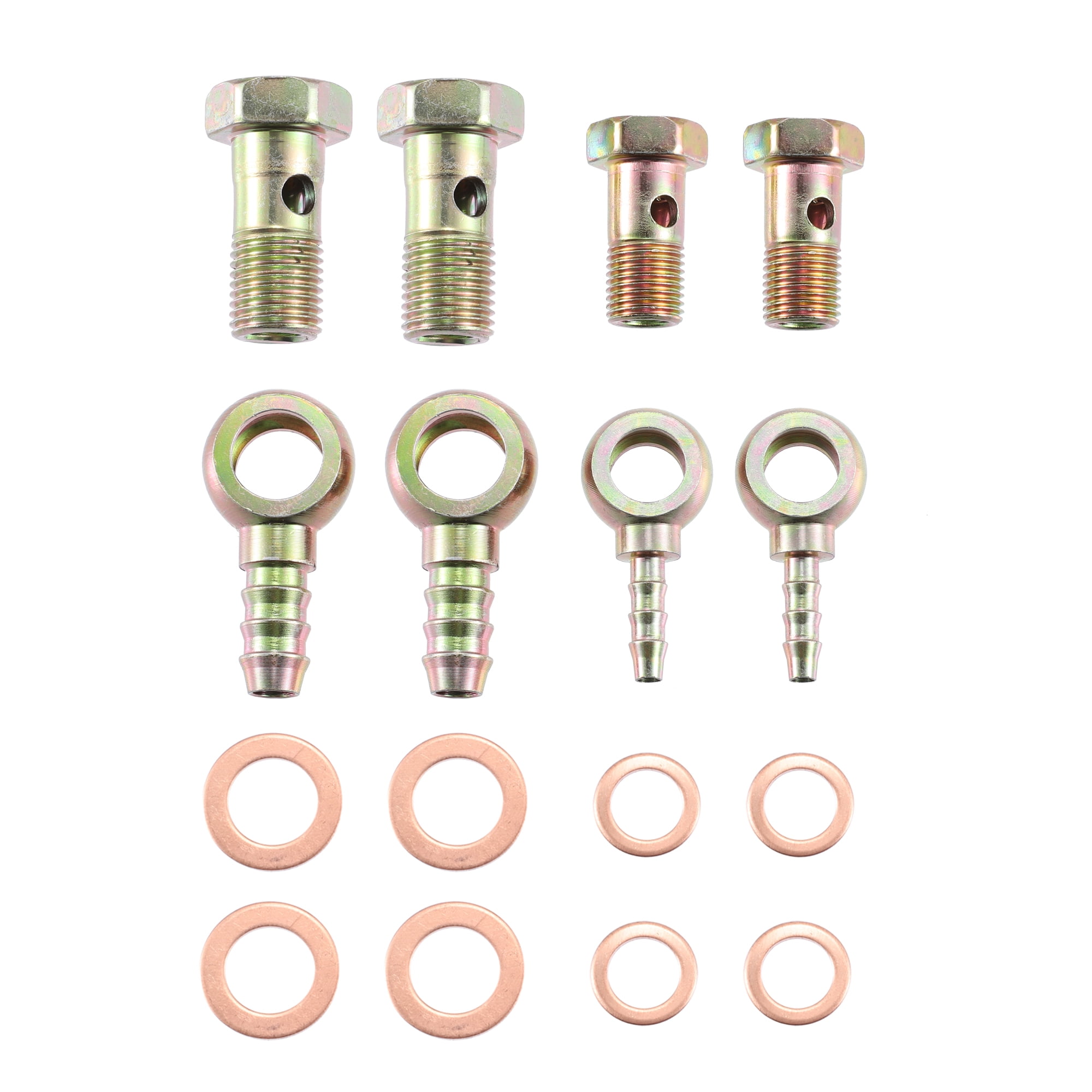 Unique Bargains 4 Set 10mm 12mm Banjo Hose Barb Bolt Fittings Banjo Bolt Washer Bronze Tone ...