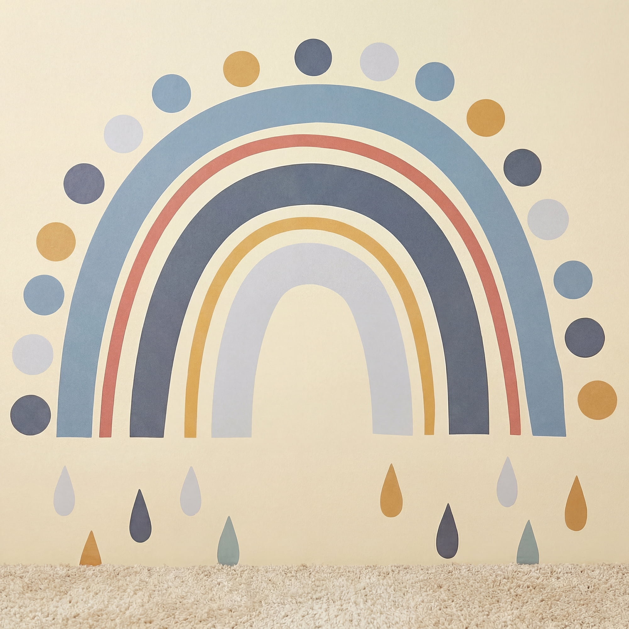 Unique Bargains 4 Sets Peel and Stick Wall Stickers Rainbow Dots Drops ...