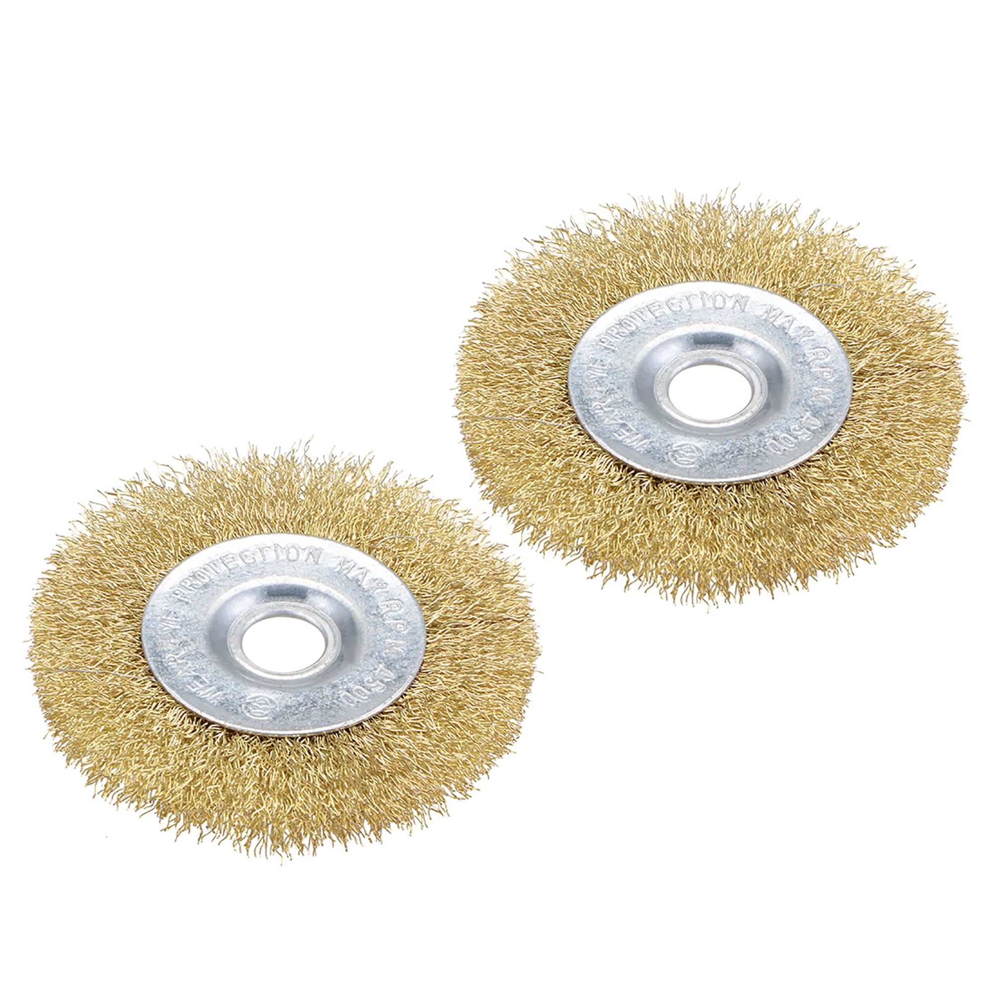 Unique Bargains 4" Wire Wheel Brush Bench Brass Plated Crimped Steel ...