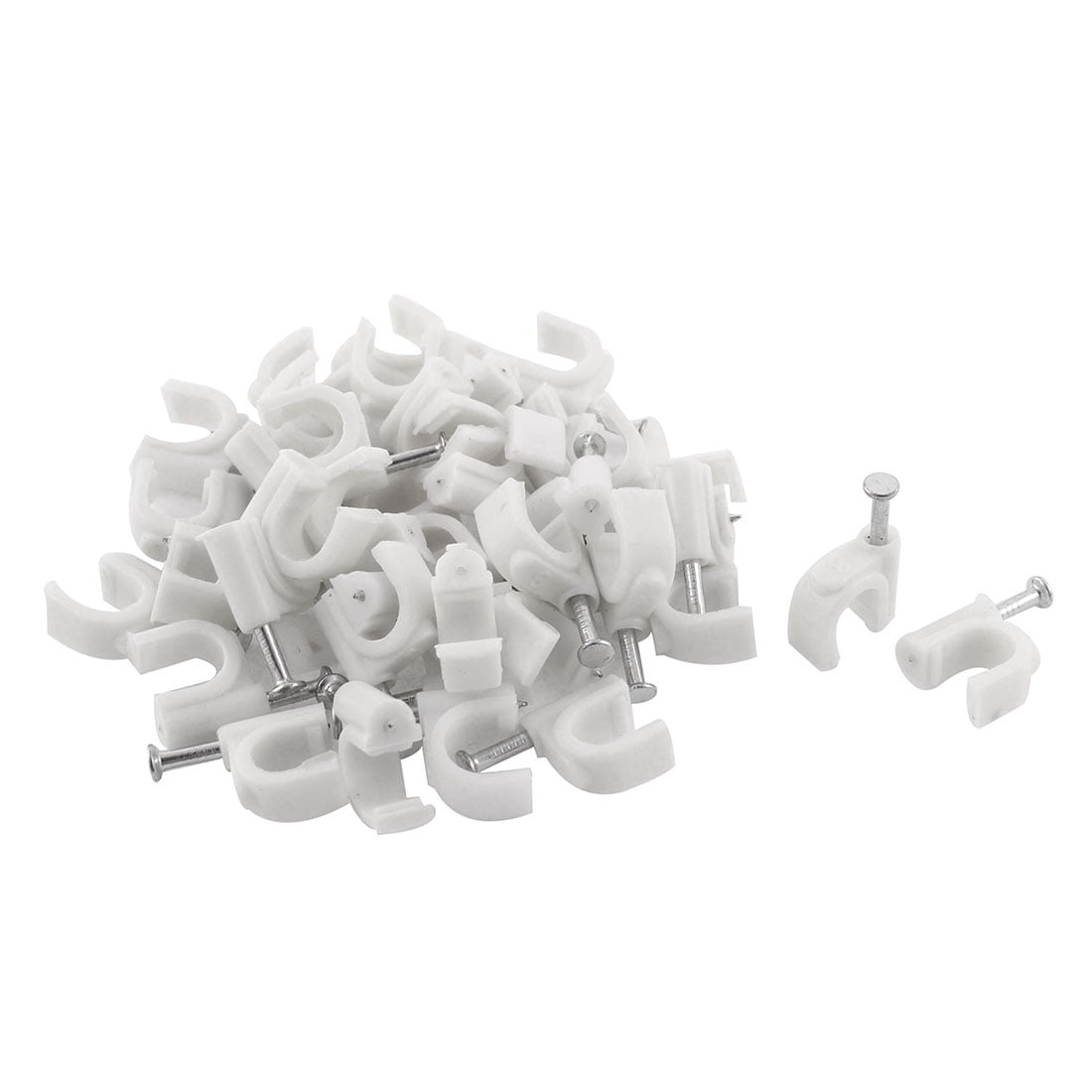 Unique Bargains 40PCS White Plastic Office Circle Cable Drop Clip Store ...