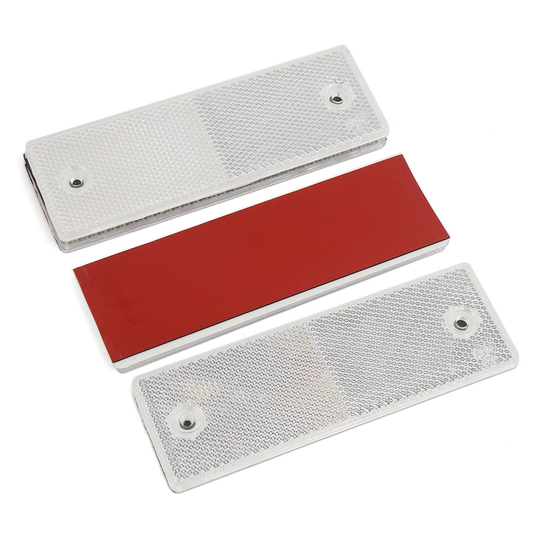 Unique Bargains 4PCS White Rectangle Stick-on Reflector Warning Plate w ...