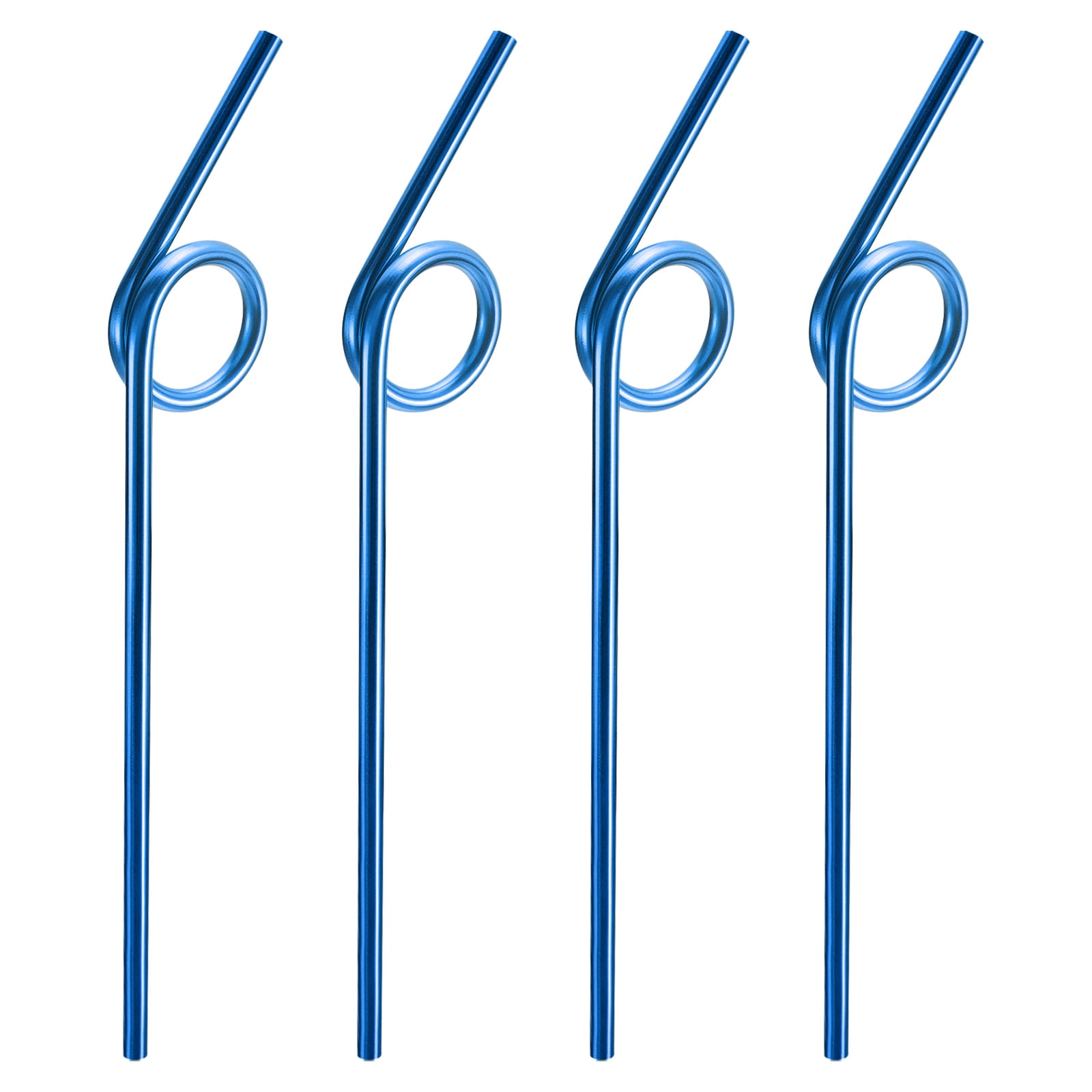 Unique Bargains 4Pack 9.1' Curly Shape Stainless Steel Straws Reusable ...