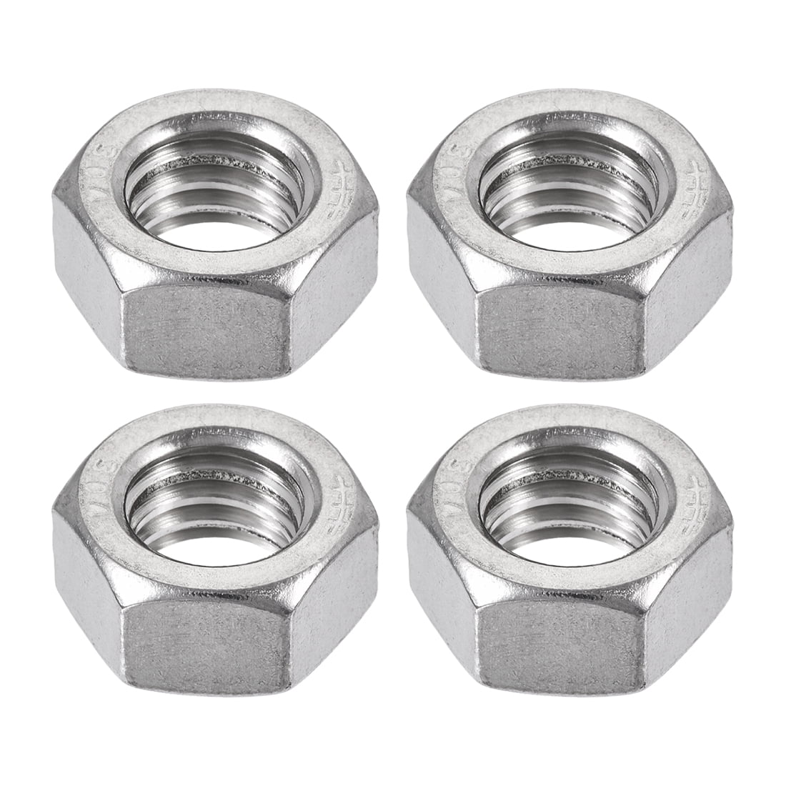 Unique Bargains 4Pcs 1/2"-12 BSW Thread 304 Stainless Steel Hex Nut Fastener Silver Tone ...