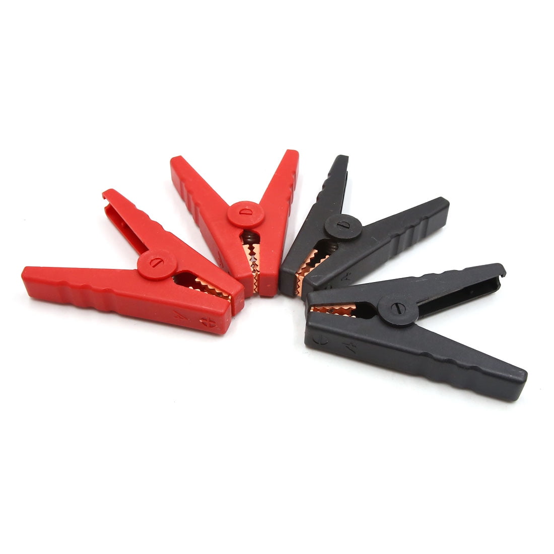 Unique Bargains 4Pcs Red Black Electrical Battery Insulated Test Clamps ...