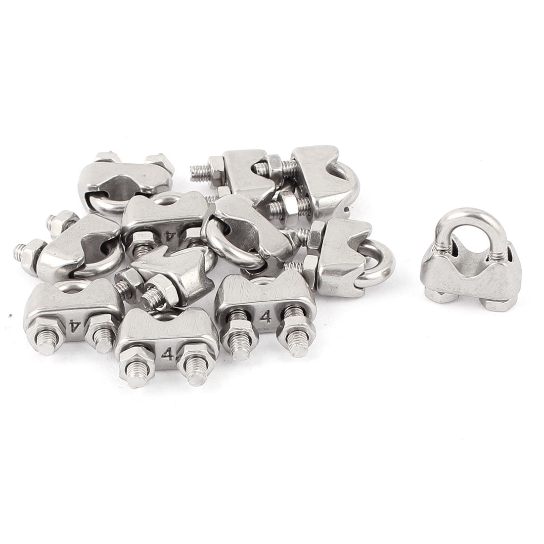 Unique Bargains 4mm 5/32" Stainless Steel Wire Rope Cable Clamp Clips ...