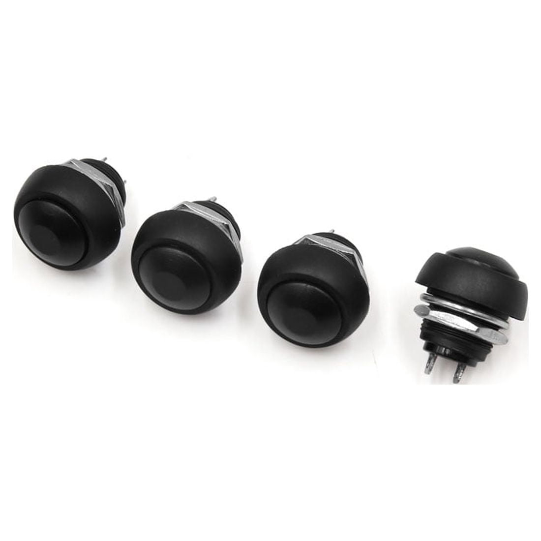 Unique Bargains 4pcs Black Round Cap 2 Pins Momentary Push Button Horn ...