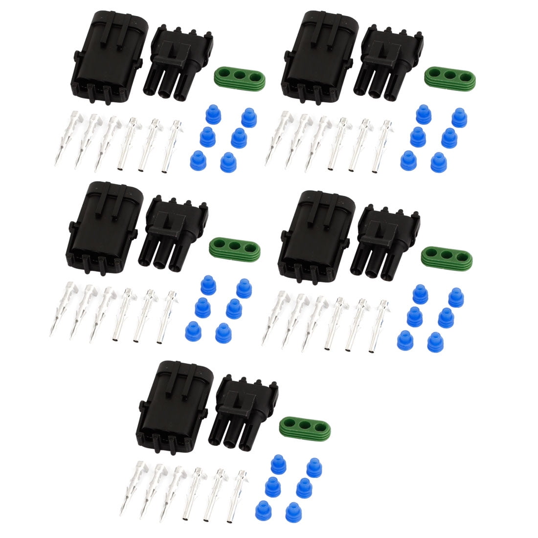 Unique Bargains 5 Kits 3 Pin Weather Proof 3 Way Connector Car ATV UTV ...