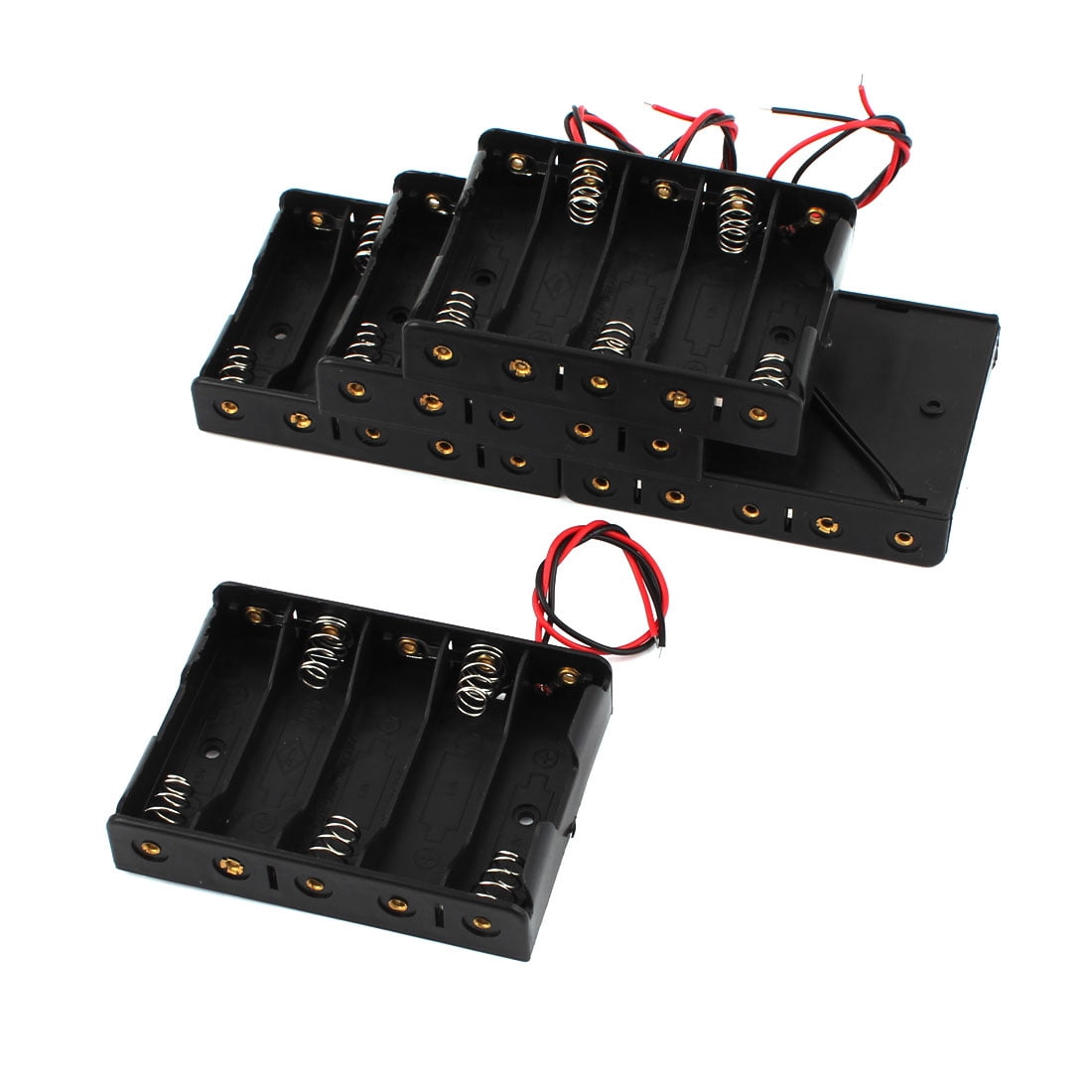 Unique Bargains 5 Pcs 5 x 1.5V AA Battery Box Case Clip Holder with 6 ...
