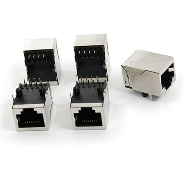 Unique Bargains 5 Pcs 59 8P Fully Shielded Network PCB Jacks Connectors ...
