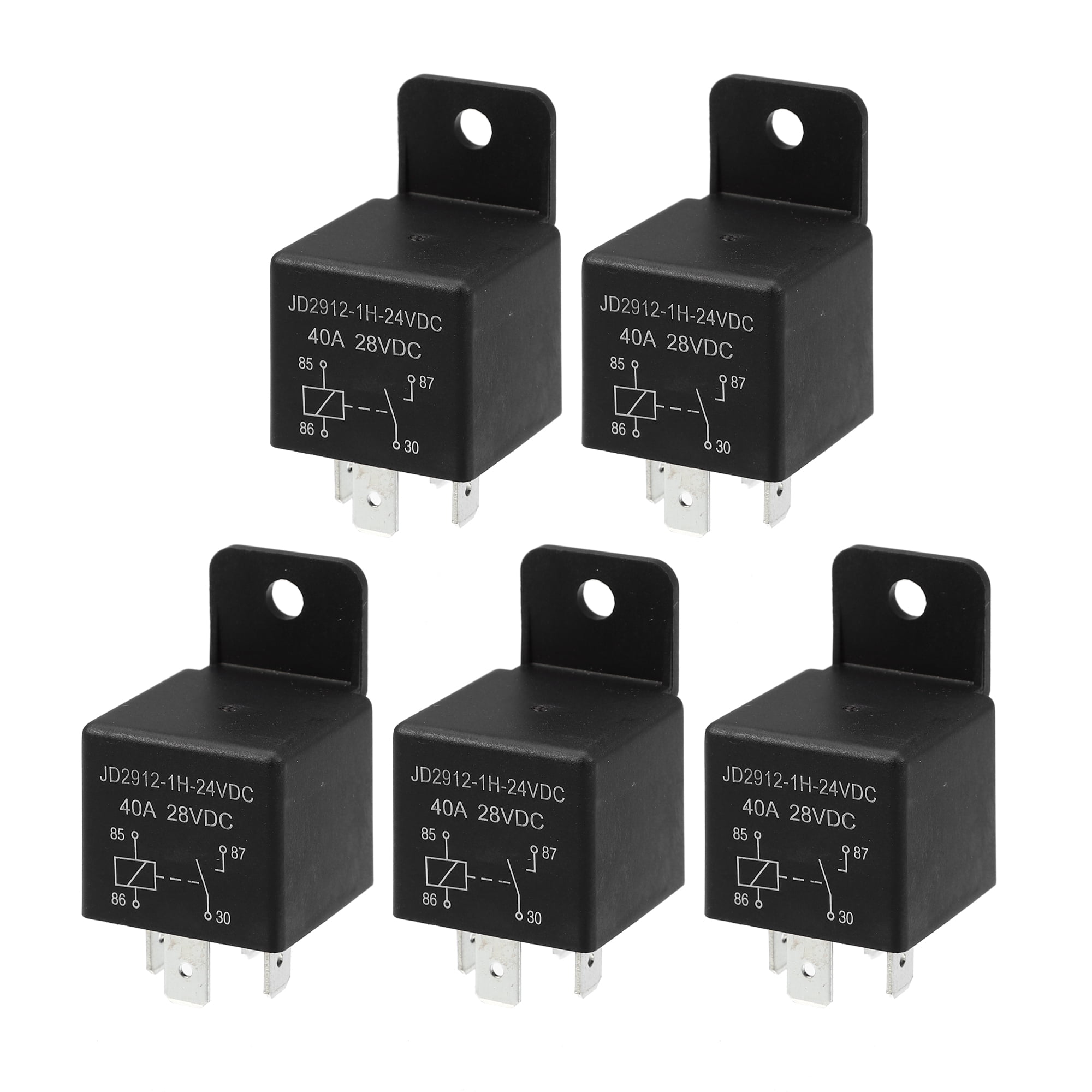 Unique Bargains 5 Pcs Car Relay 4 Pin 24V 40Amp Model JD2912 40A 28VDC ...