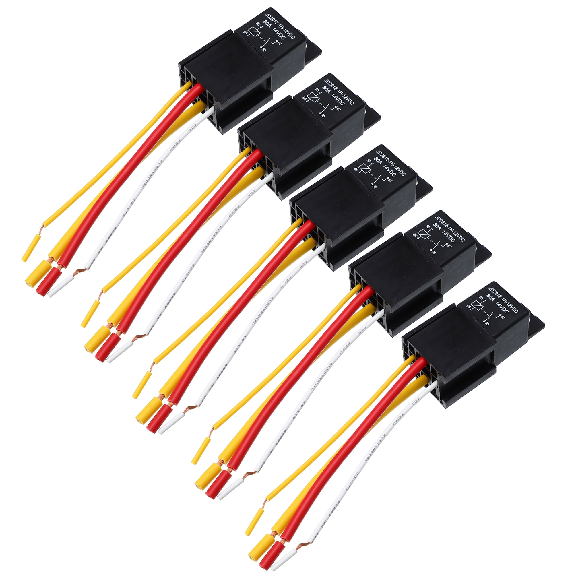 Unique Bargains 5 Pcs Car Relay with Socket Harness 4 Pin 12V 80Amp ...