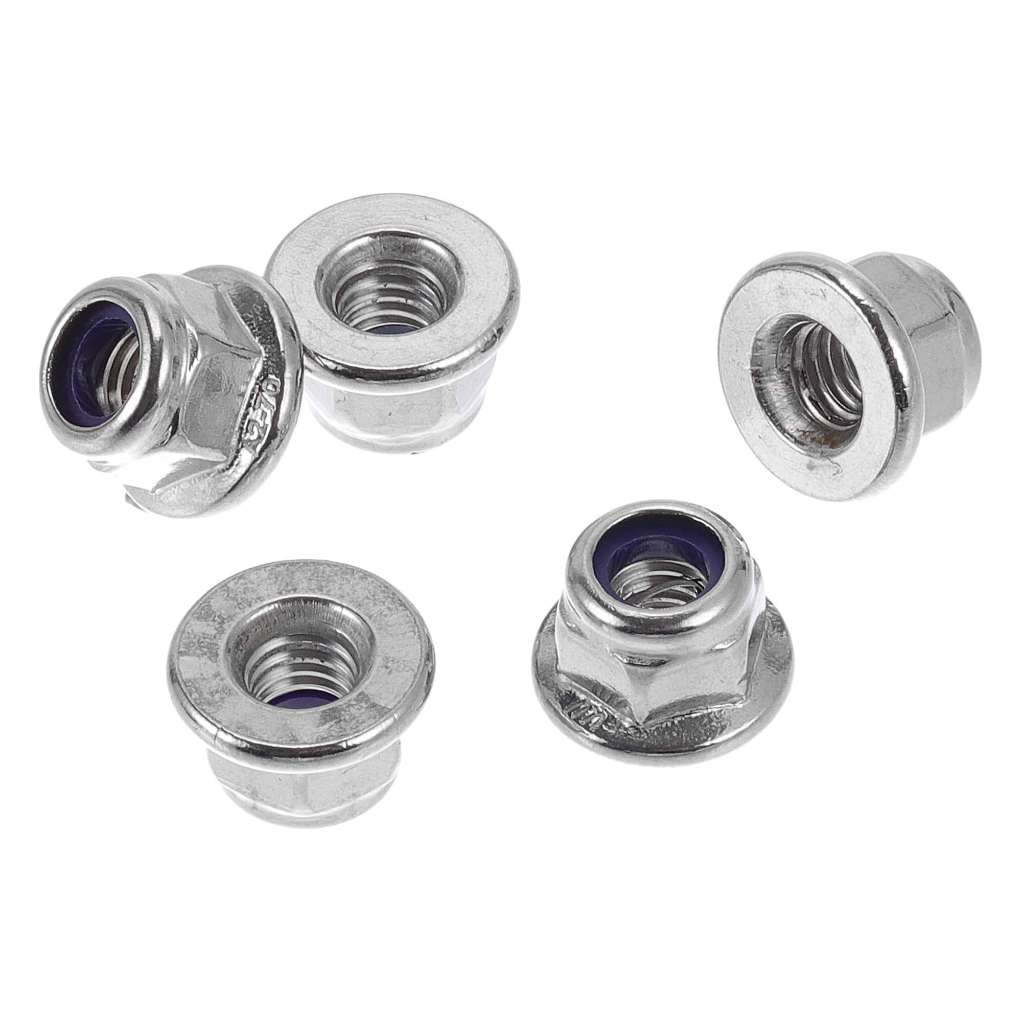 Unique Bargains 5 Pcs M6*1.0 Car Flange Nuts 304 Stainless Steel,Nylon ...