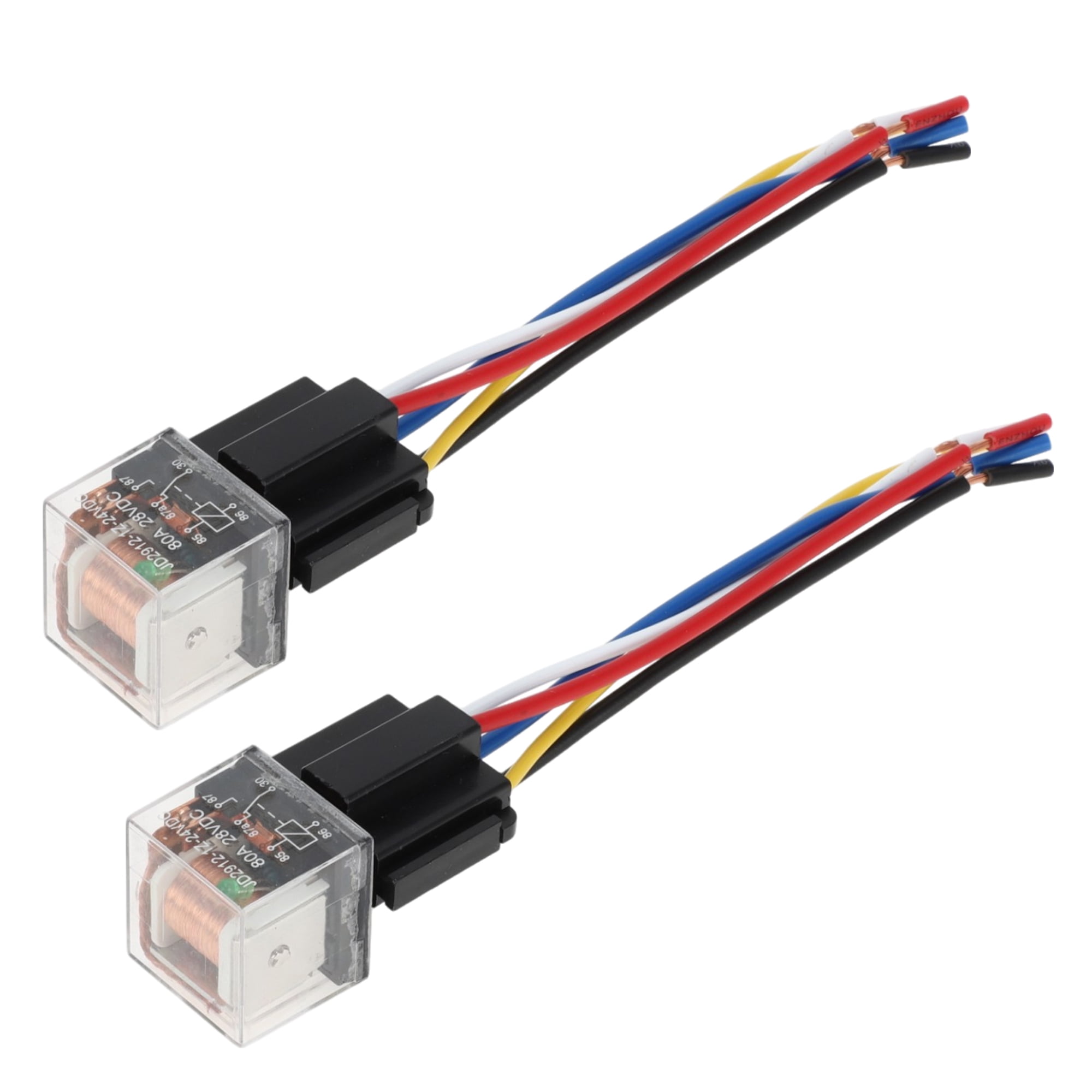 Unique Bargains 5 Pins 24V 80A 2 Pcs Auto Relay with Harness Sockets ...