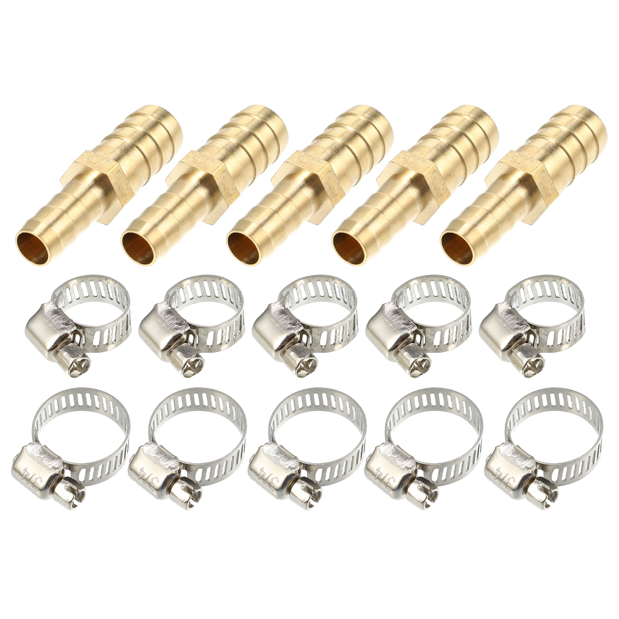Unique Bargains 5 Set 10-14mm Hose Barb Barbed Tube Pipe Fitting Copper ...