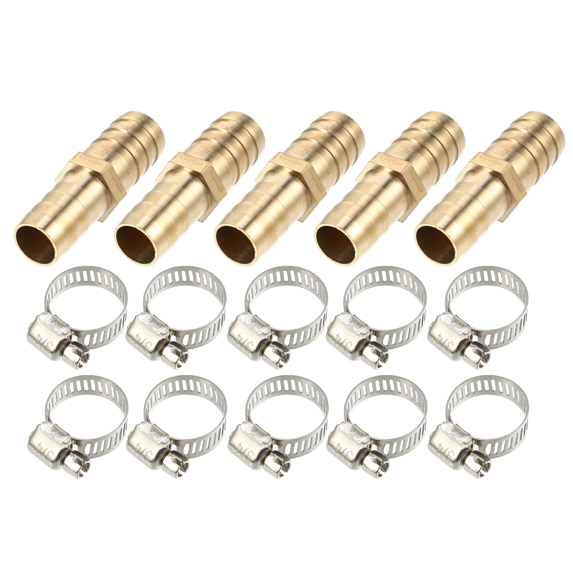 Unique Bargains 5 Set 14-16mm Hose Barb Barbed Tube Pipe Fitting Copper ...
