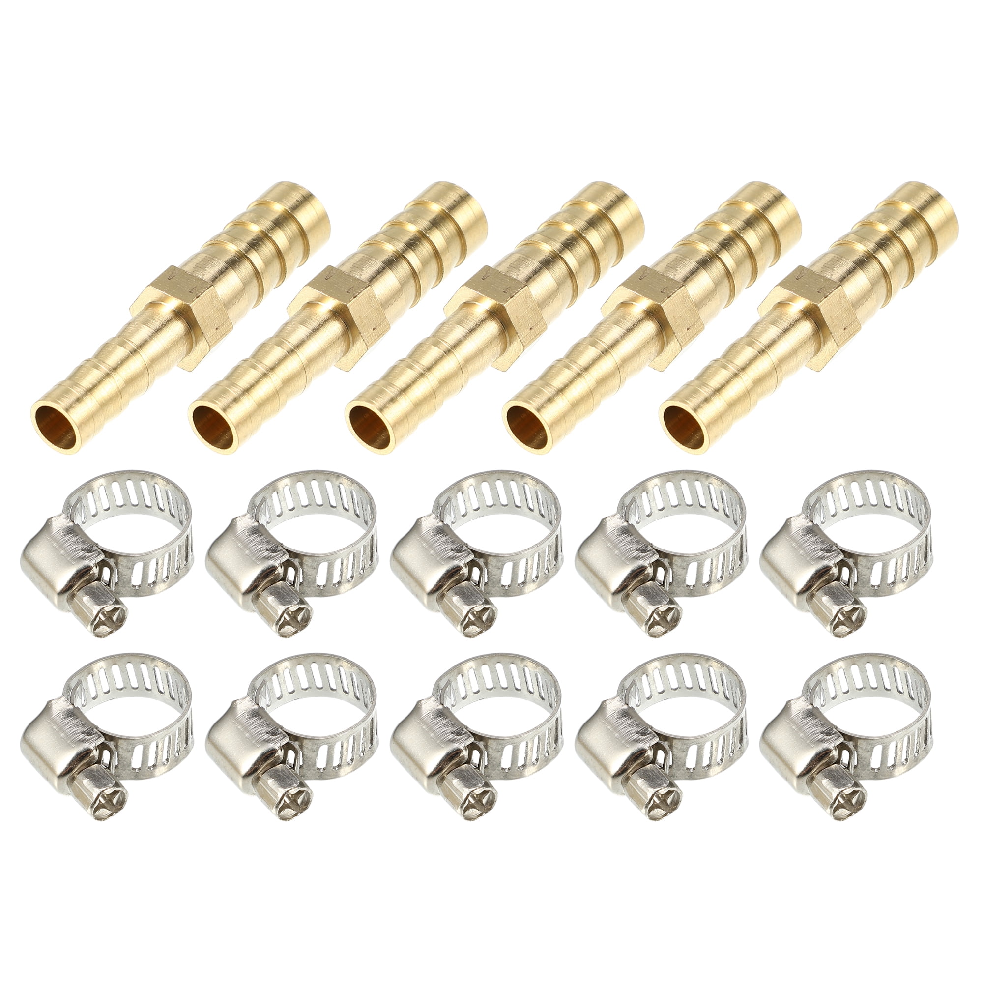 Unique Bargains 5 Set 6-8mm Hose Barb Barbed Tube Pipe Fitting Copper ...