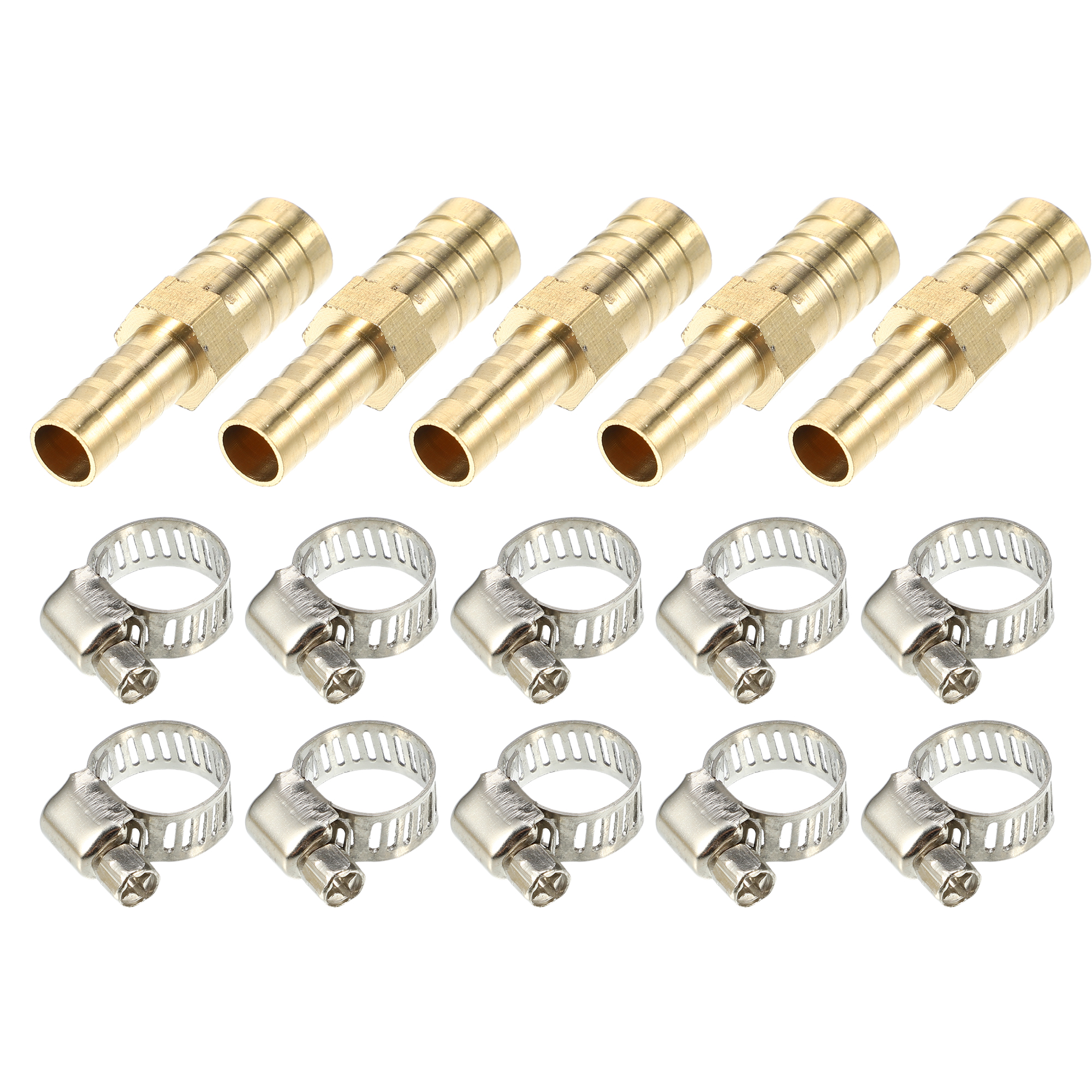 Unique Bargains 5 Set 8-12mm Hose Barb Barbed Tube Pipe Fitting Copper ...