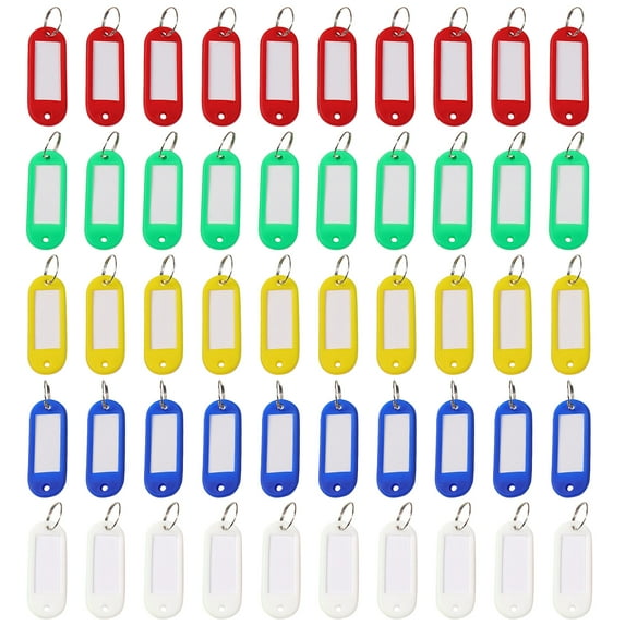 Unique Bargains 50 Pcs Assorted Color Key ID Label Tags Split Ring ...