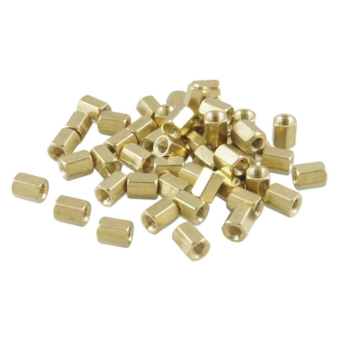 Unique Bargains 50Pcs Brass Hexagonal Hex Head Female Threaded Spacer ...