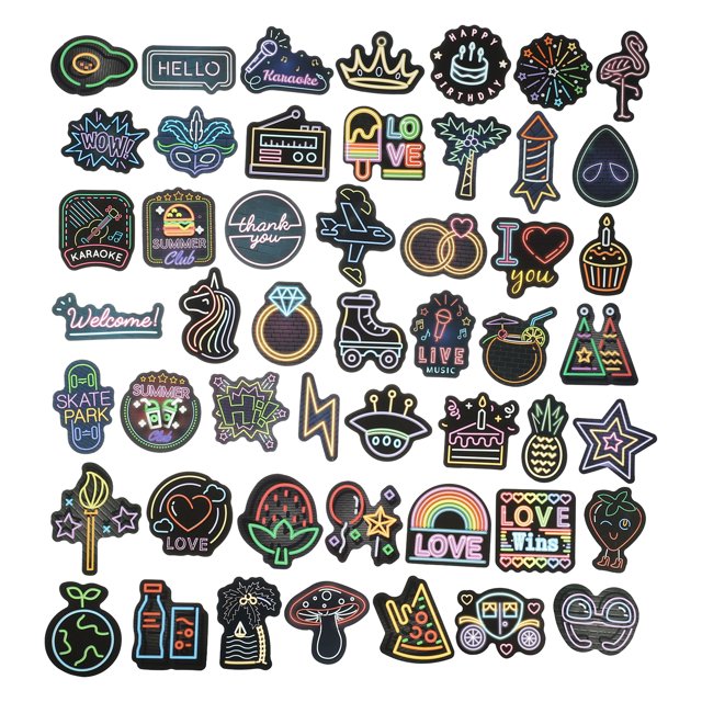 Unique Bargains 50pcs Neon Stickers Kit Graffiti Vinyl Stickers Neon ...
