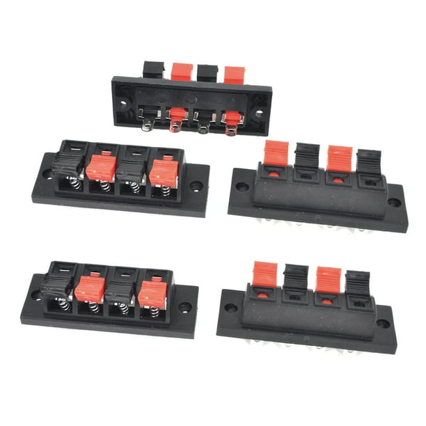 Unique Bargains 5Pcs 4Pin Red Black Spring Push Type Speaker Terminal ...