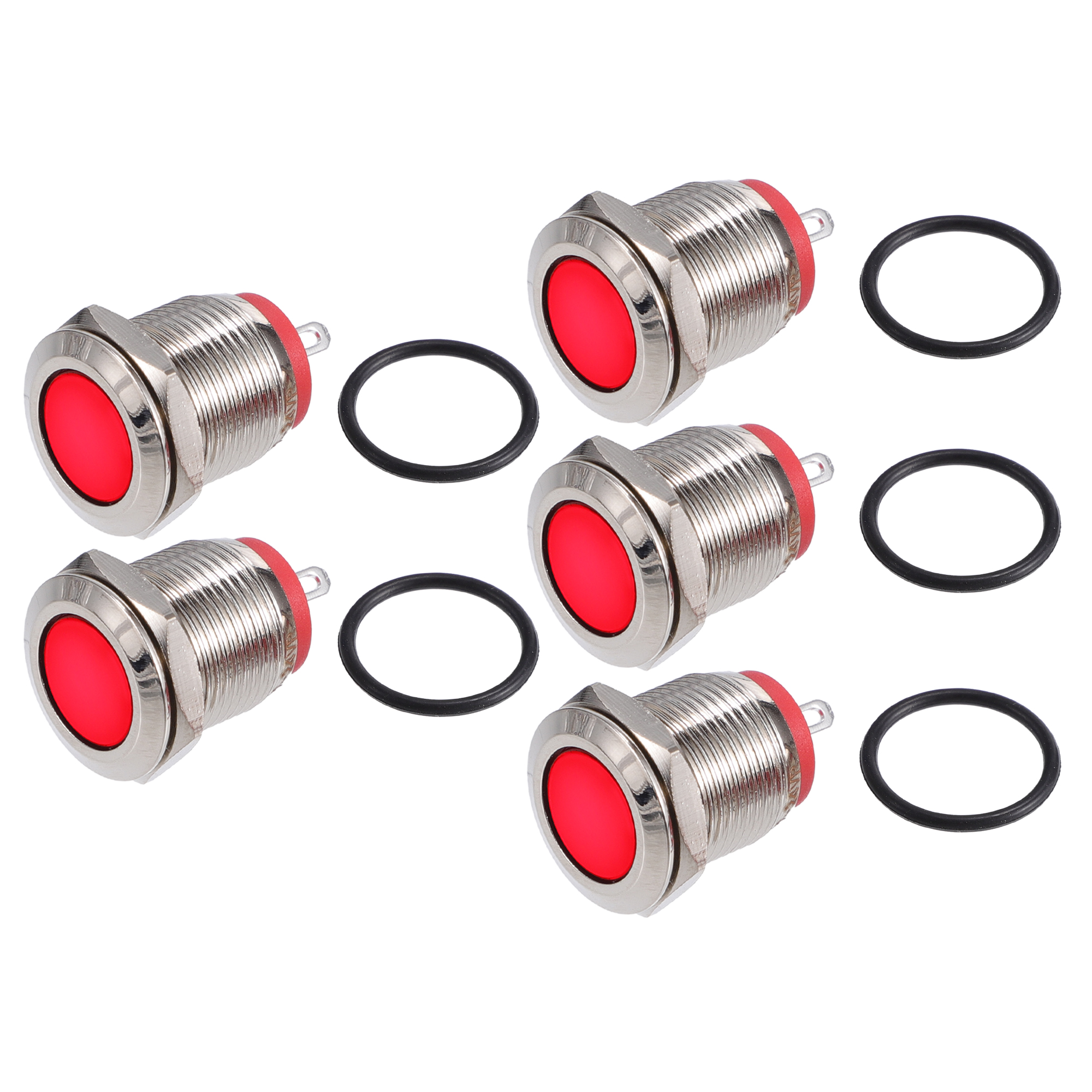 Unique Bargains 5Pcs LED Indicator Light 12mm 12V Metal Shell ...