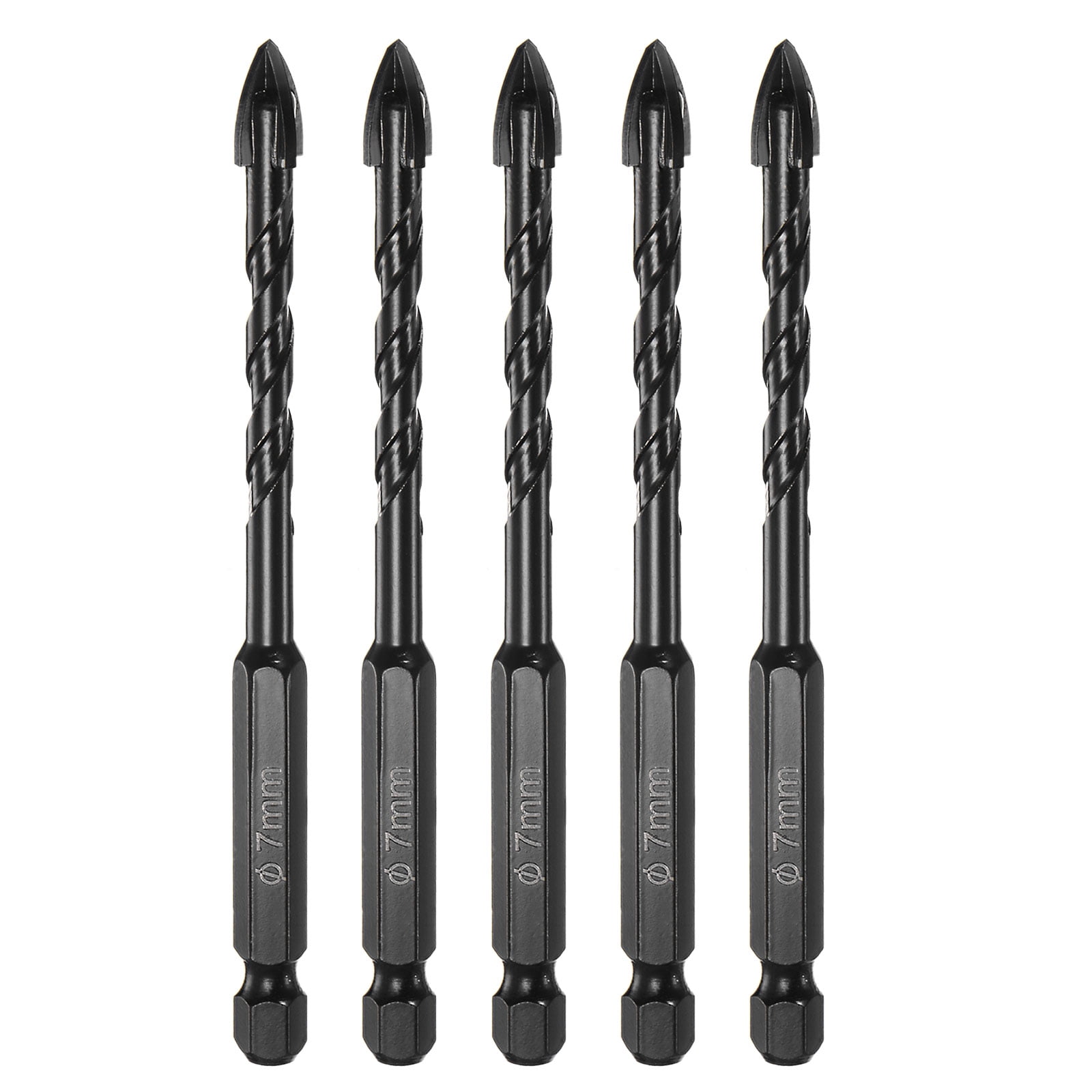 Unique Bargains 5pack Masonry Drill Bits, 7mm Concrete Drill Bit 1/4' Hex Shank Ceramic Drill ...