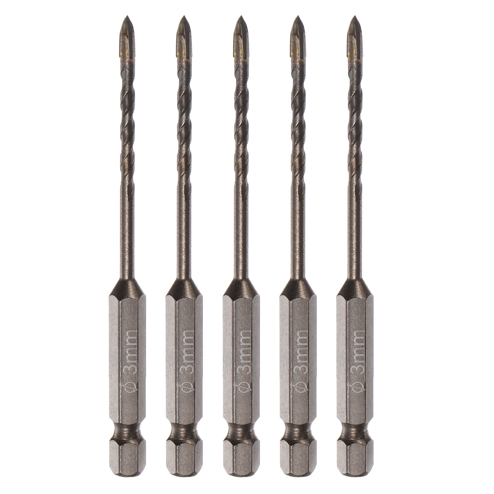 Unique Bargains 5pack Titanium Masonry Drill Bit, 3mm Concrete Drill ...