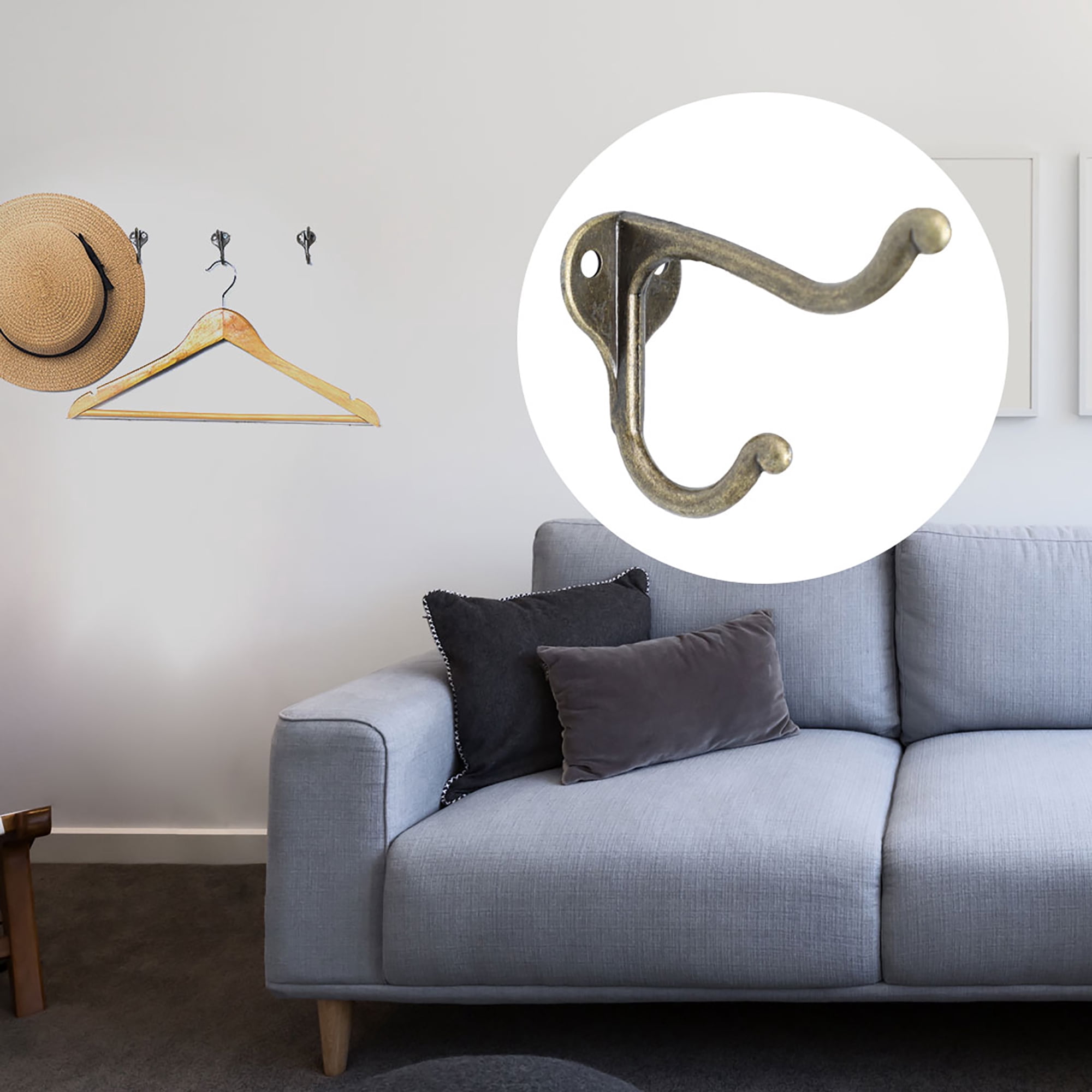 Unique Bargains 5pcs Dual Metal Robe Hooks Coat Bag Clothes Wall Hooks ...