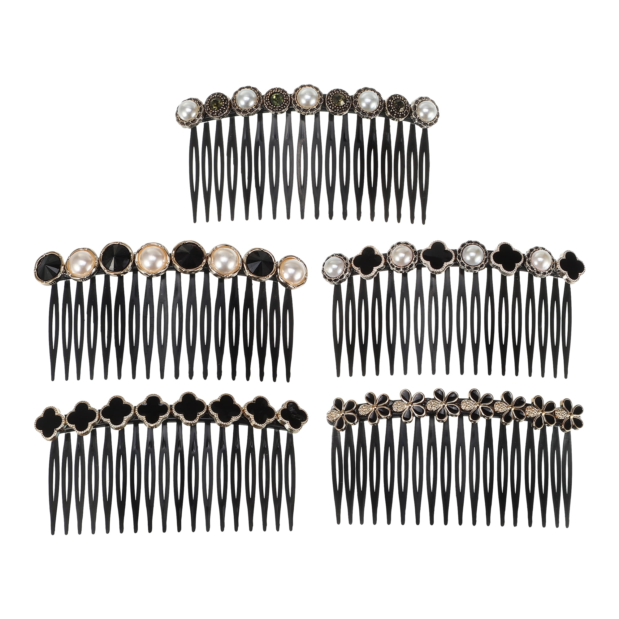 Unique Bargains 5pcs Rhinestone Side Hair Comb 18 Wide Teeth Side Combs ...