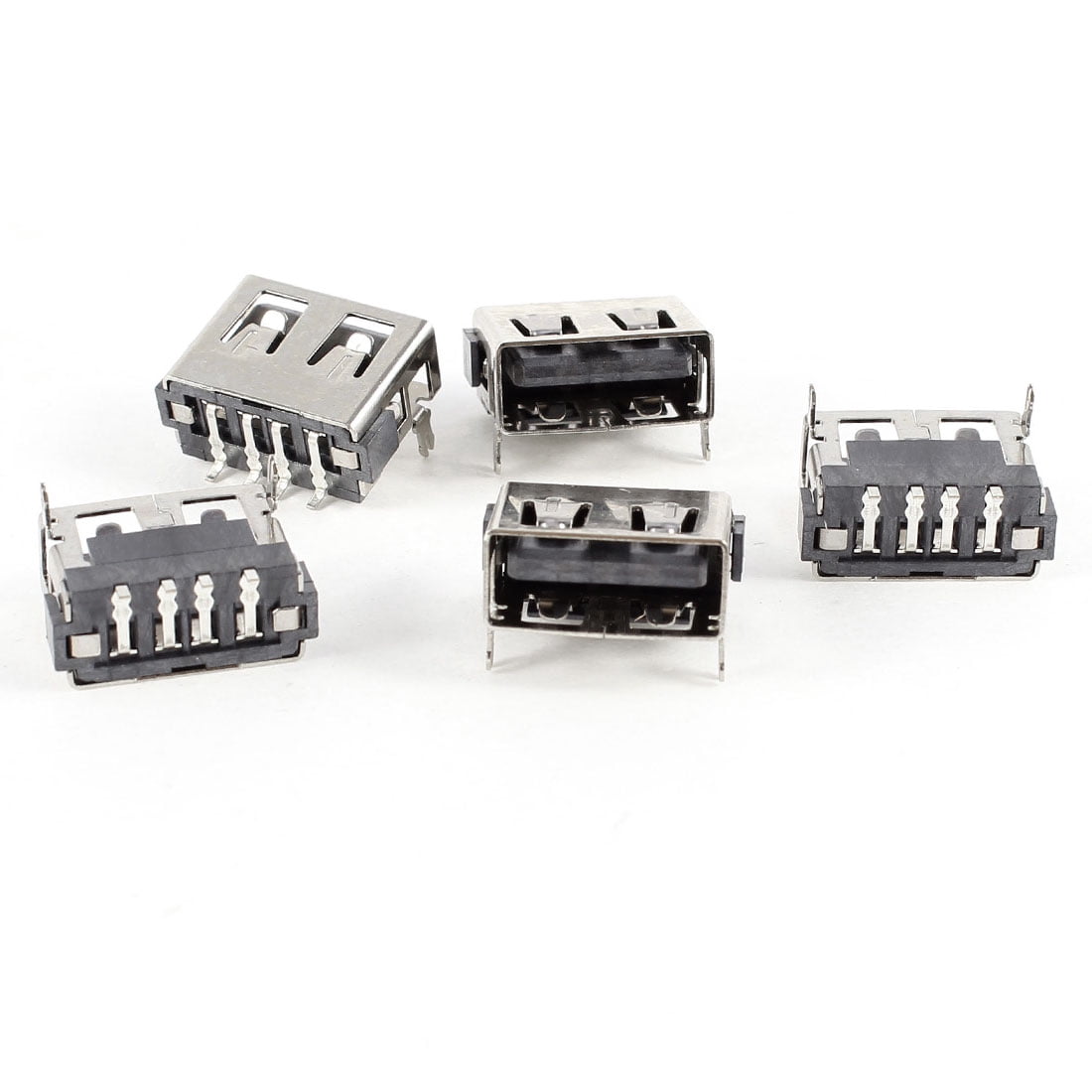 Unique Bargains 5pcs USB A Female Port 180 Degree 4-Pin Surface Mount ...