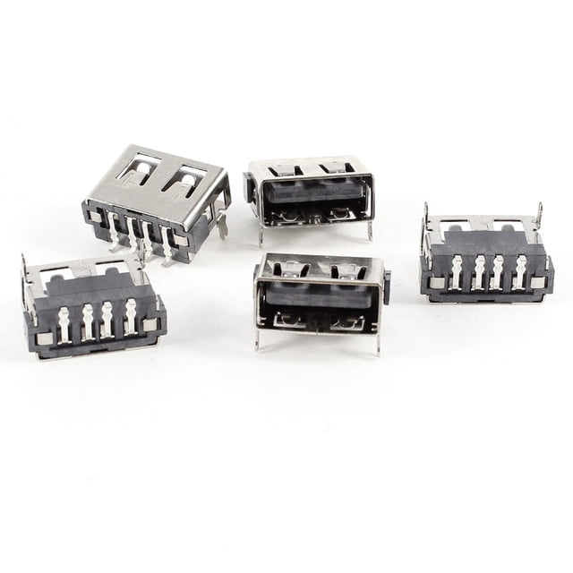 Unique Bargains 5pcs USB A Female Port 180 Degree 4-Pin Surface Mount ...