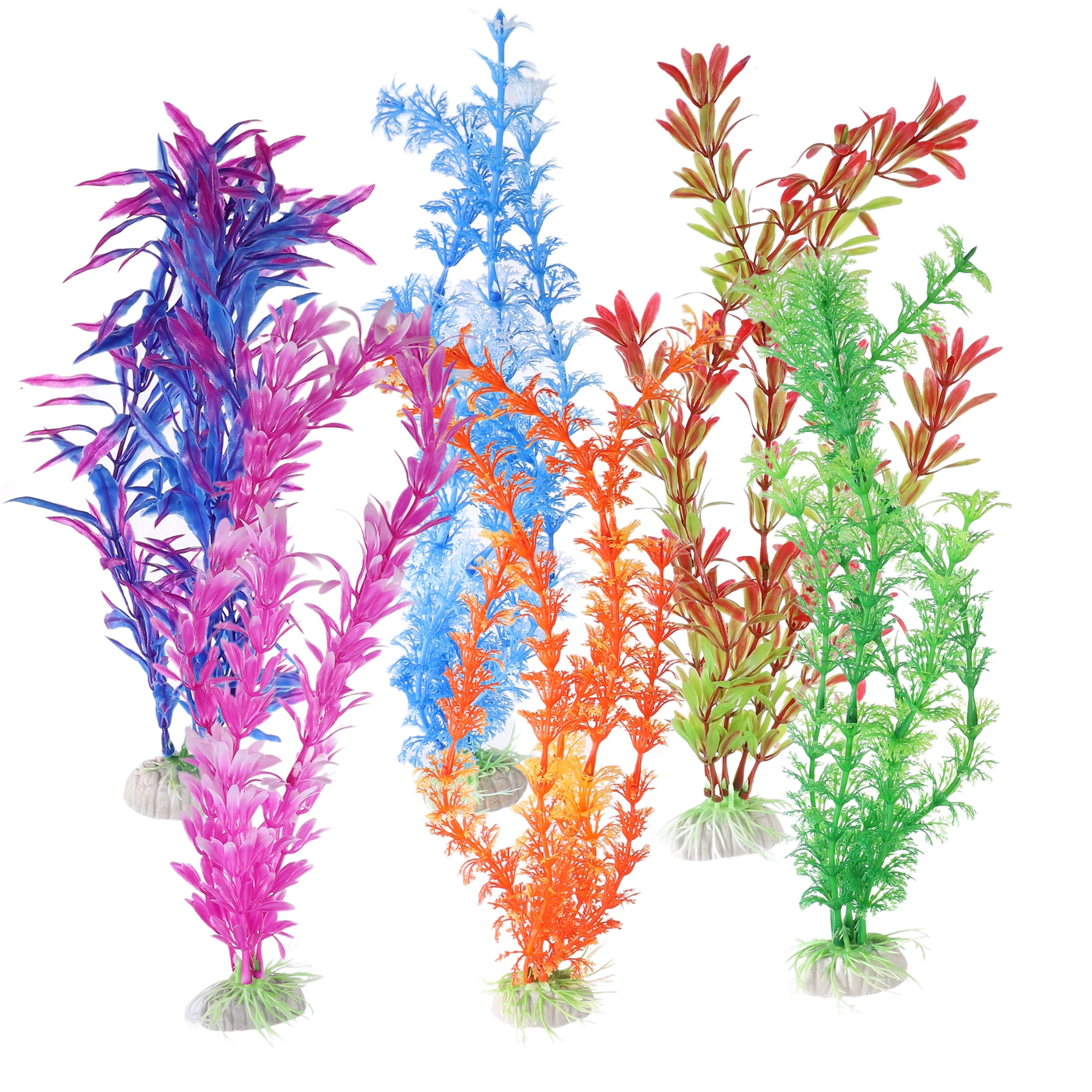 Unique Bargains 6 Pcs Aquarium Plastic Plants Fish Tank Plant ...