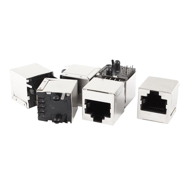 Unique Bargains 6 Pcs Cat5 Network Ethernet Shielded PCB Mount RJ45 ...