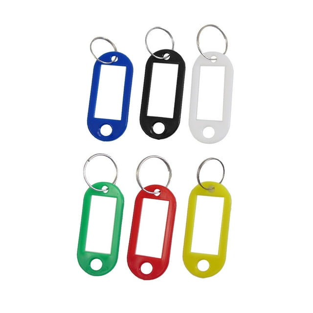 Unique Bargains 6 Pcs Key ID Label Tags Split Ring Keyring Keychain ...