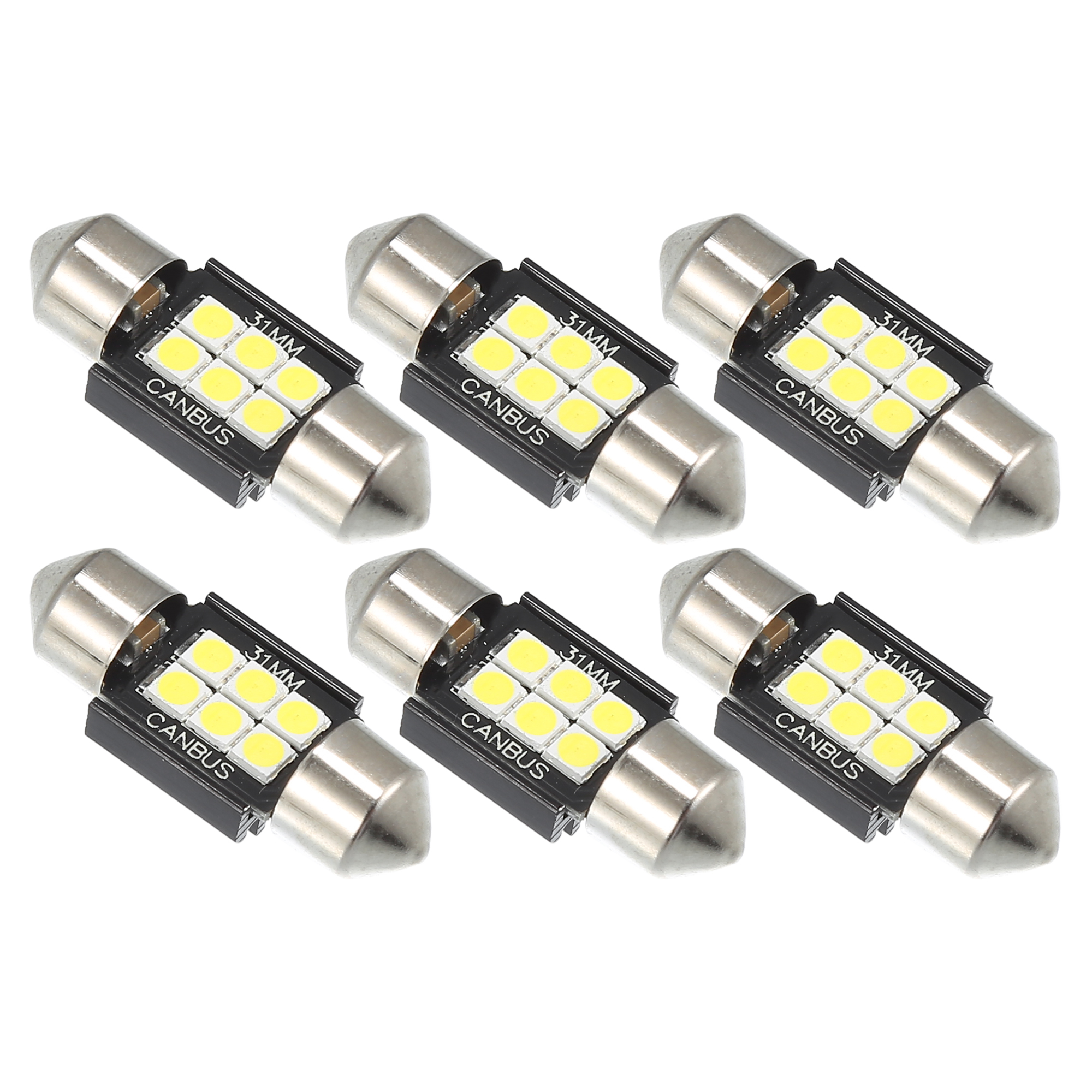 Unique Bargains 6 Pcs LED Map Light Dome Bulb Bright Light 31mm 3030 ...