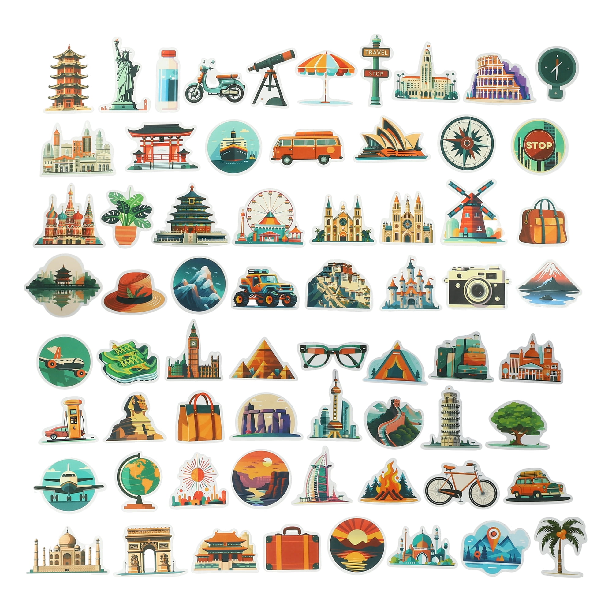 Unique Bargains 65pcs Travel Stickers Kit Waterproof Travel Map ...