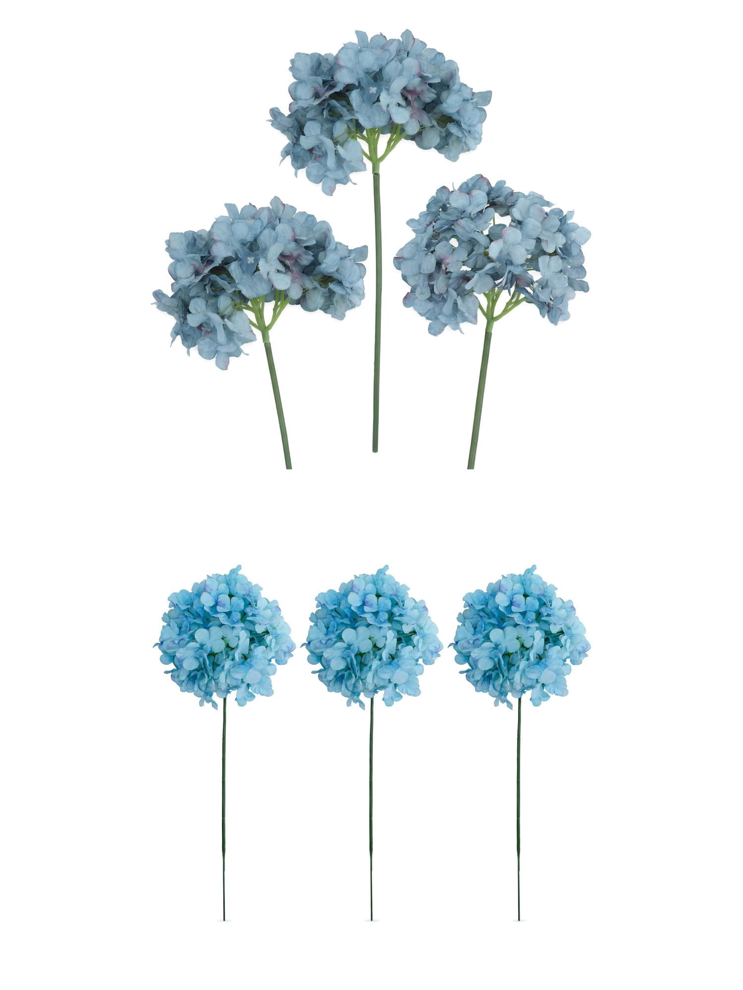 Unique Bargains 6Pcs Artificial Hydrangea Flowers Silk Bouquet Dark ...