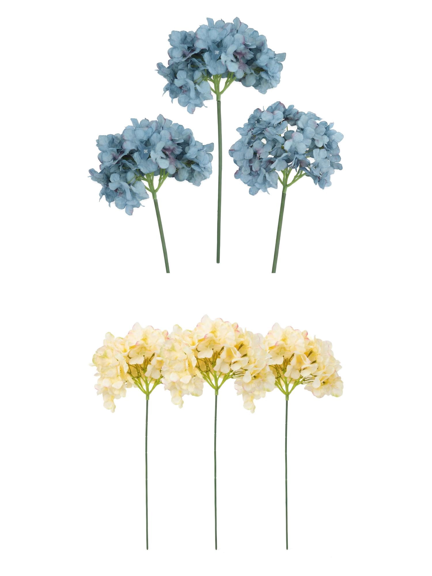 Unique Bargains 6Pcs Artificial Hydrangea Flowers Silk Bouquet Yellow ...