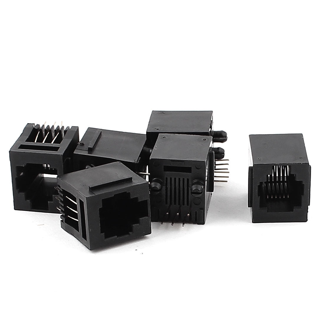 Unique Bargains 6Pcs Push in Type Head RJ11 6P6C Telephone Modular PCB ...